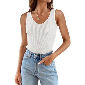 Other | Ribbed Tank Tops Summer Sleeveless V Neck Shirts Casual Sexy ...